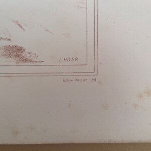 Antique Lithograph Print. Rococo Print. Three Cherubs in Winter ...