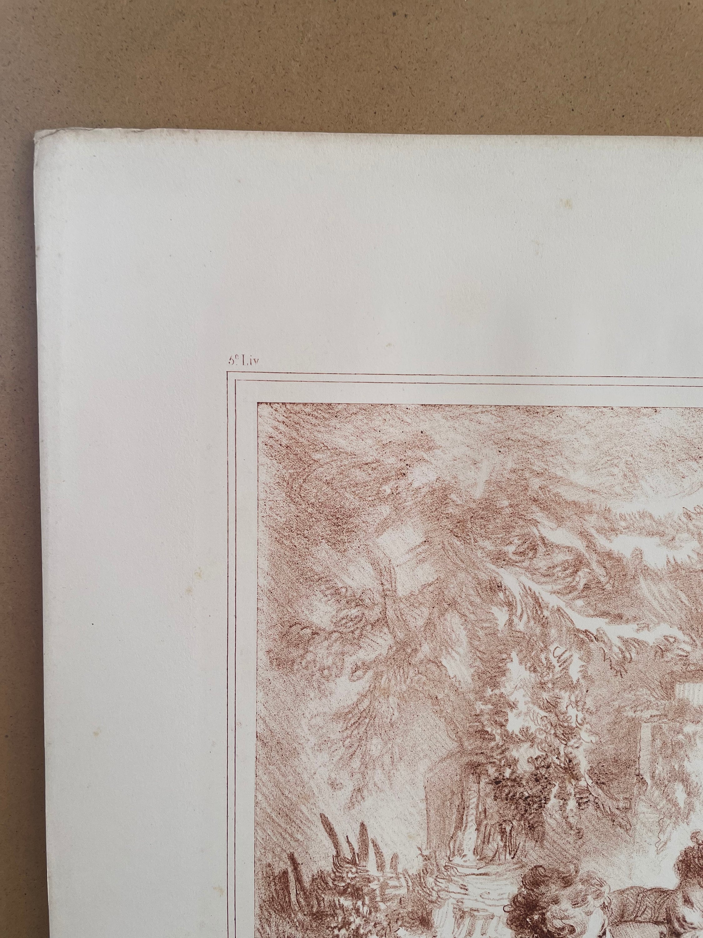 Antique Lithograph Print. Rococo Print. Children Playing With Dogs ...