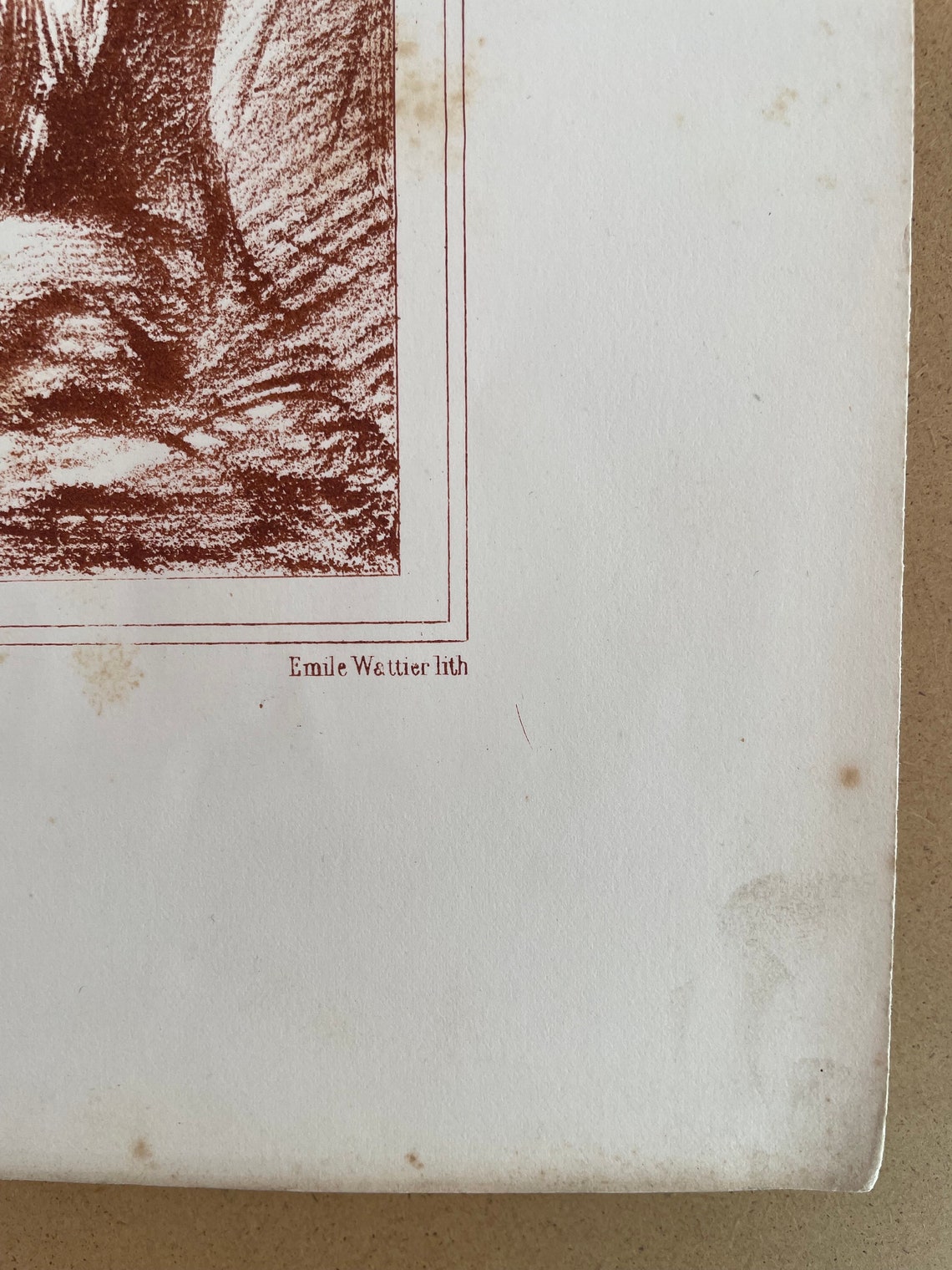 Antique Lithograph Print. Rococo Print. Two Cherubs Young Woman ...