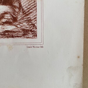 Antique Lithograph Print. Rococo Print. Two Cherubs Young Woman ...