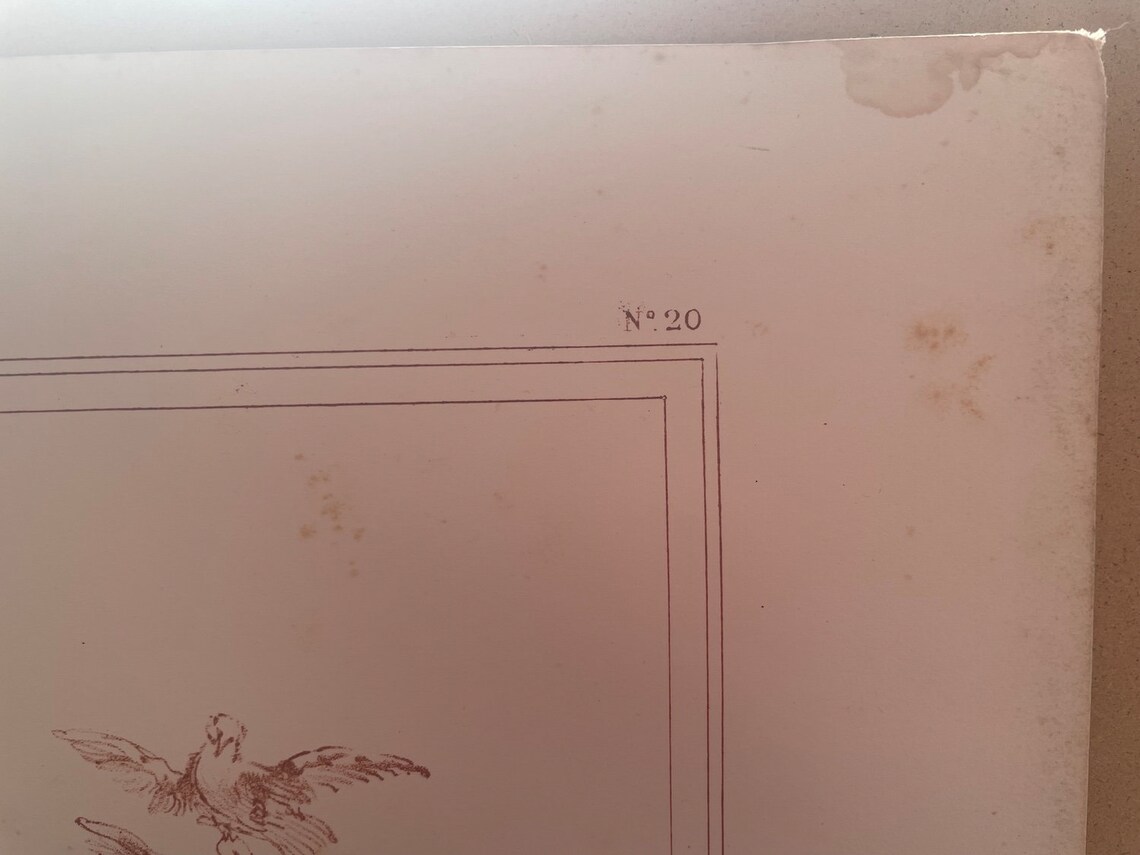 Antique Lithograph Print. Rococo Print. Three Cherubs in Winter ...