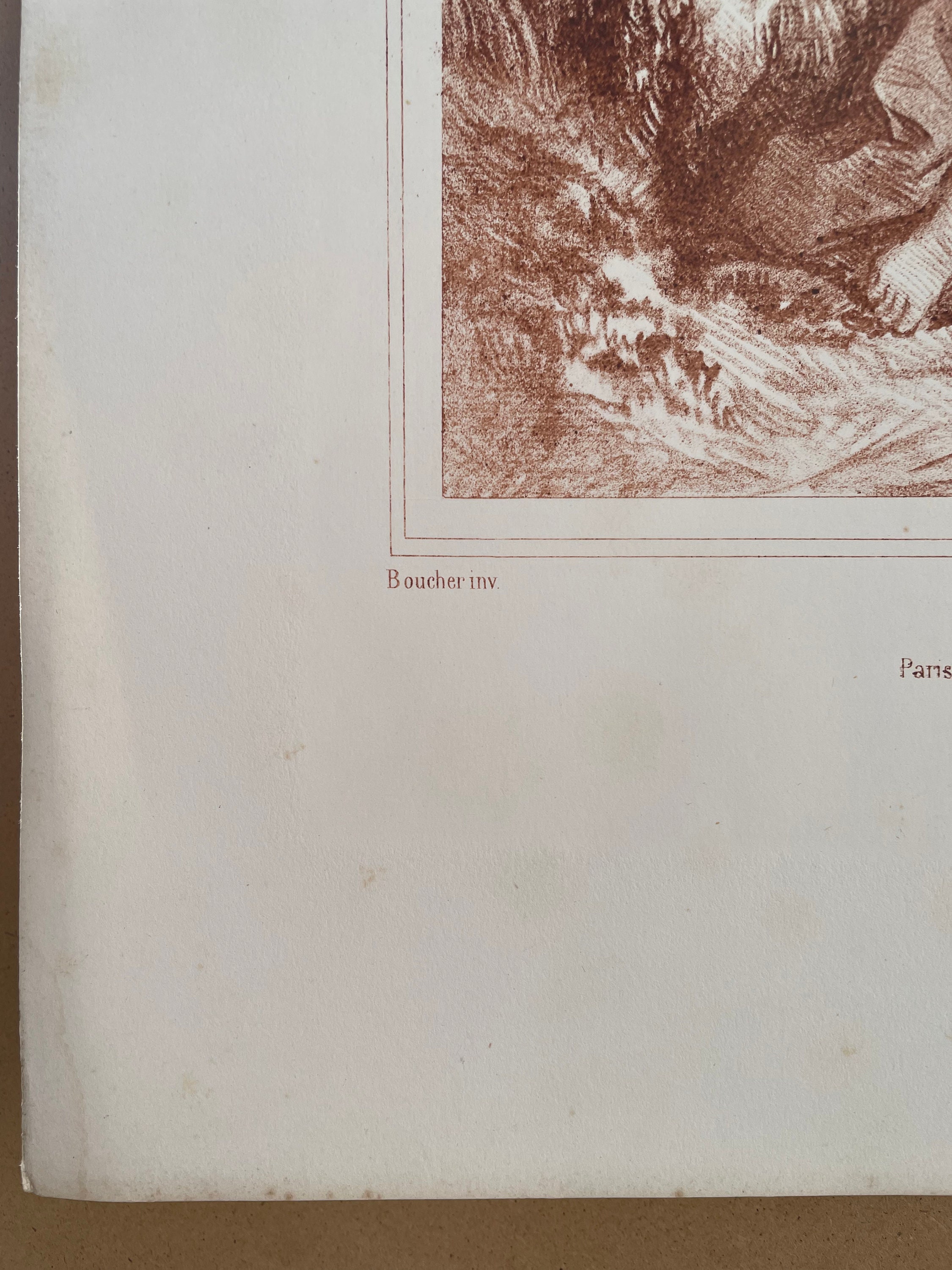 Antique Lithograph Print. Rococo Print. Children Playing With Dogs ...