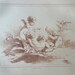 Antique Lithograph Print. Rococo Print. Three Cherubs in Winter ...