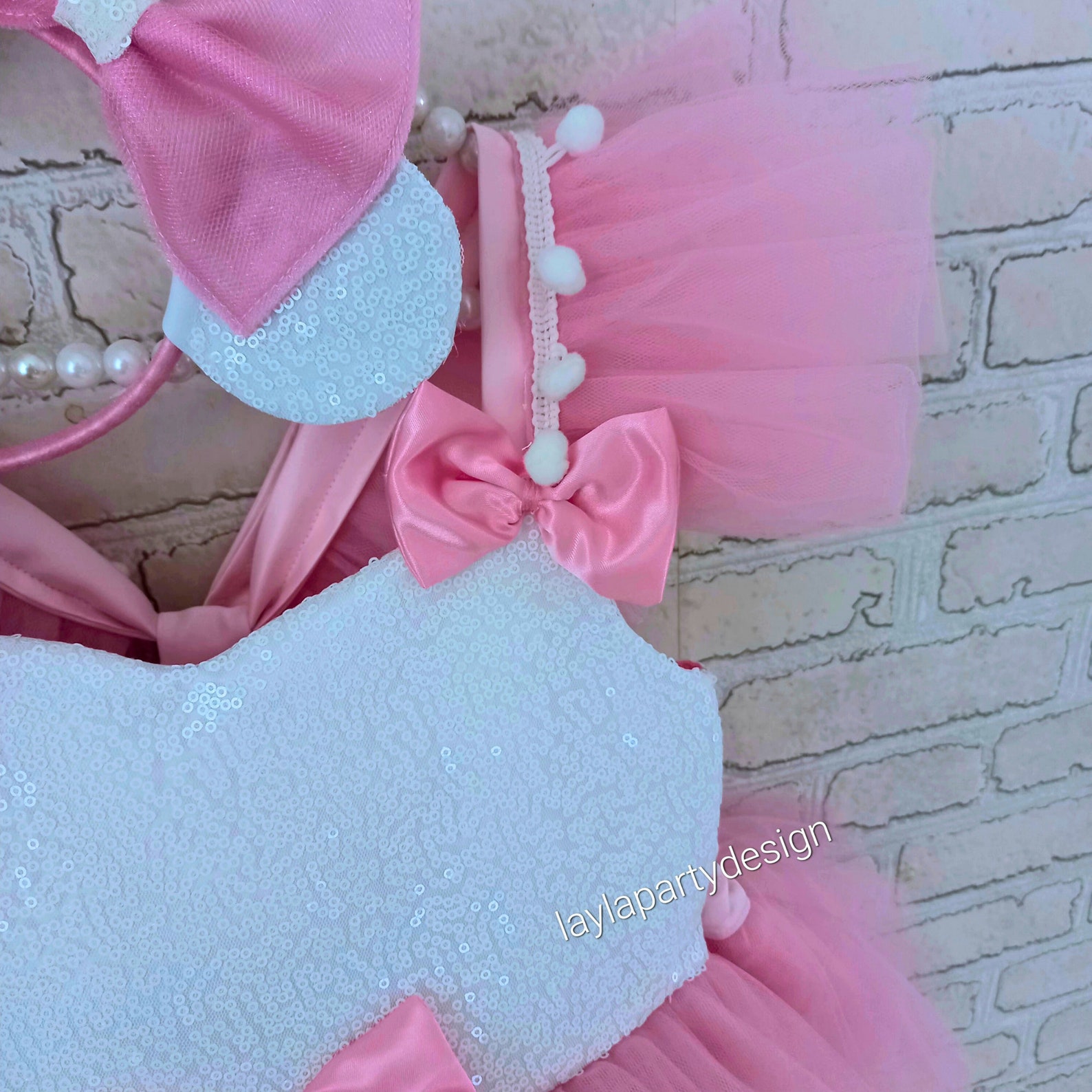 Handmade Pink Mini Mouse Tutu Dress With Headband : Polka Dot Birthday ...