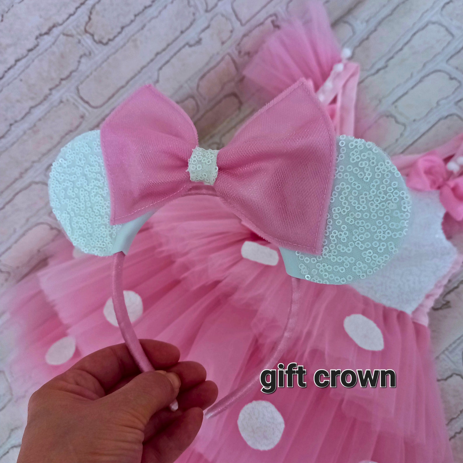 Handmade Pink Mini Mouse Tutu Dress With Headband : Polka Dot Birthday ...