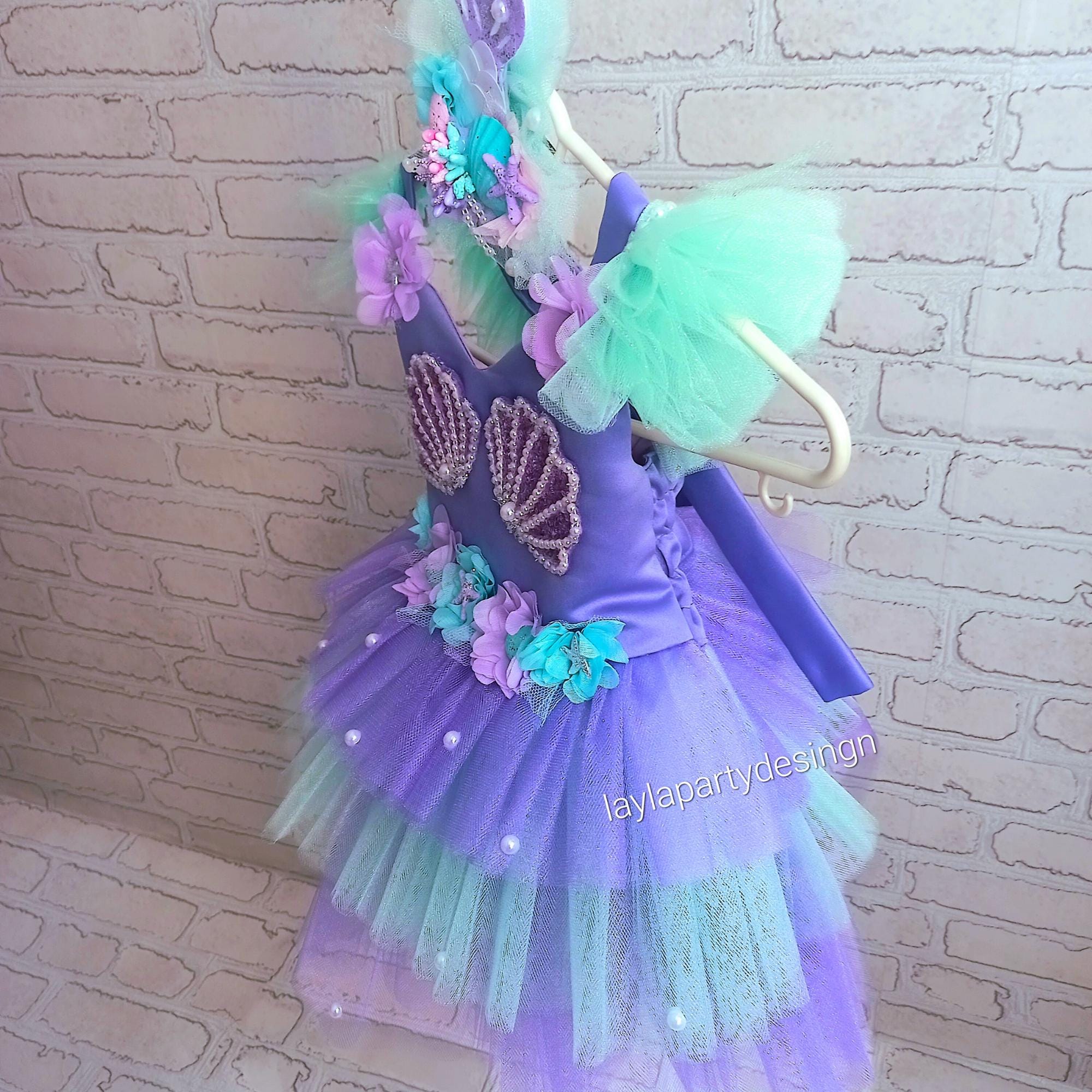 Mermaid Birthday Dress: Purple Satin & Tulle Costume , 6M-10Y - Etsy