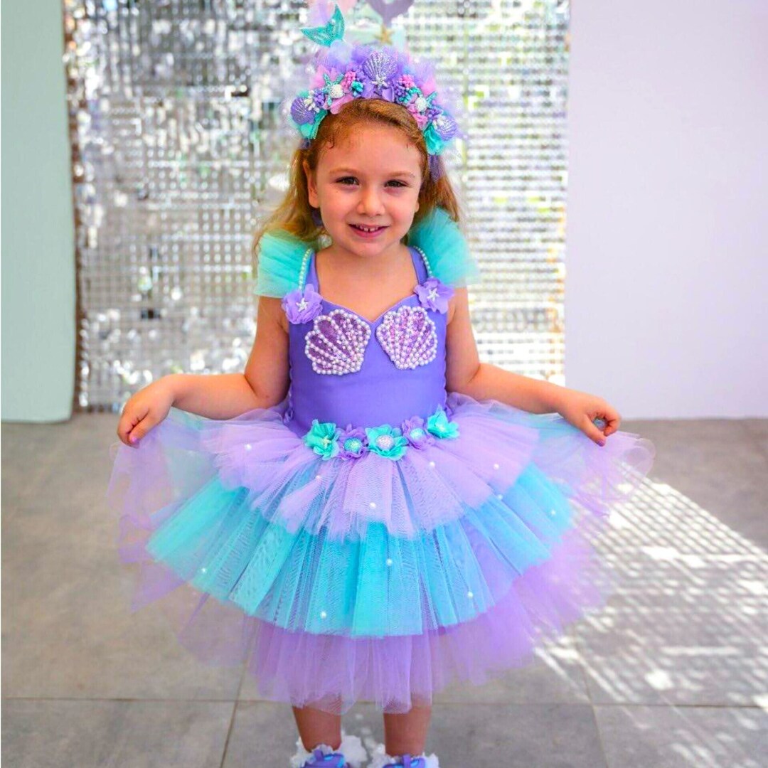 Mermaid Birthday Dress: Purple Satin & Tulle Costume , 6M-10Y - Etsy
