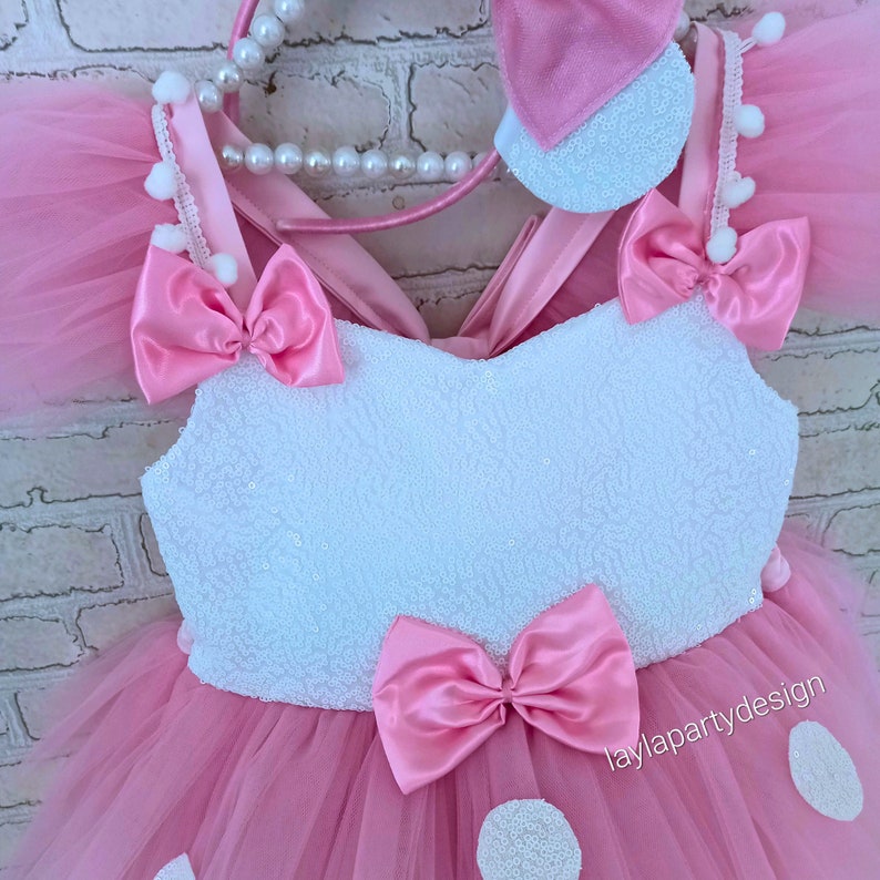Handmade Pink Mini Mouse Tutu Dress With Headband : Polka Dot Birthday ...