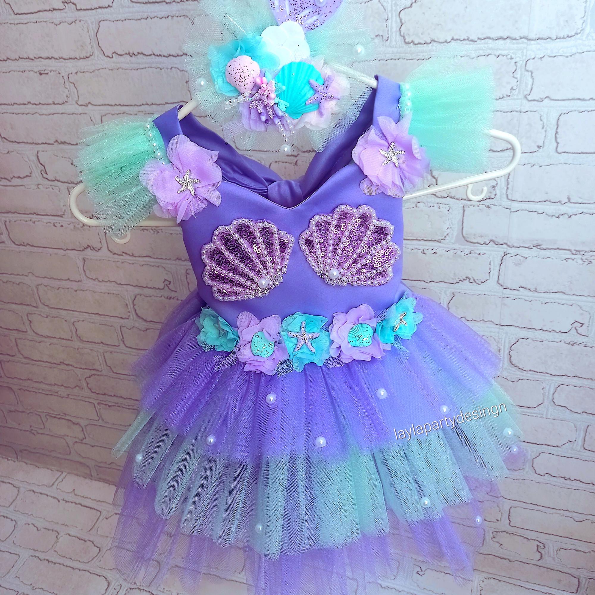 Mermaid Birthday Dress: Purple Satin & Tulle Costume , 6M-10Y - Etsy