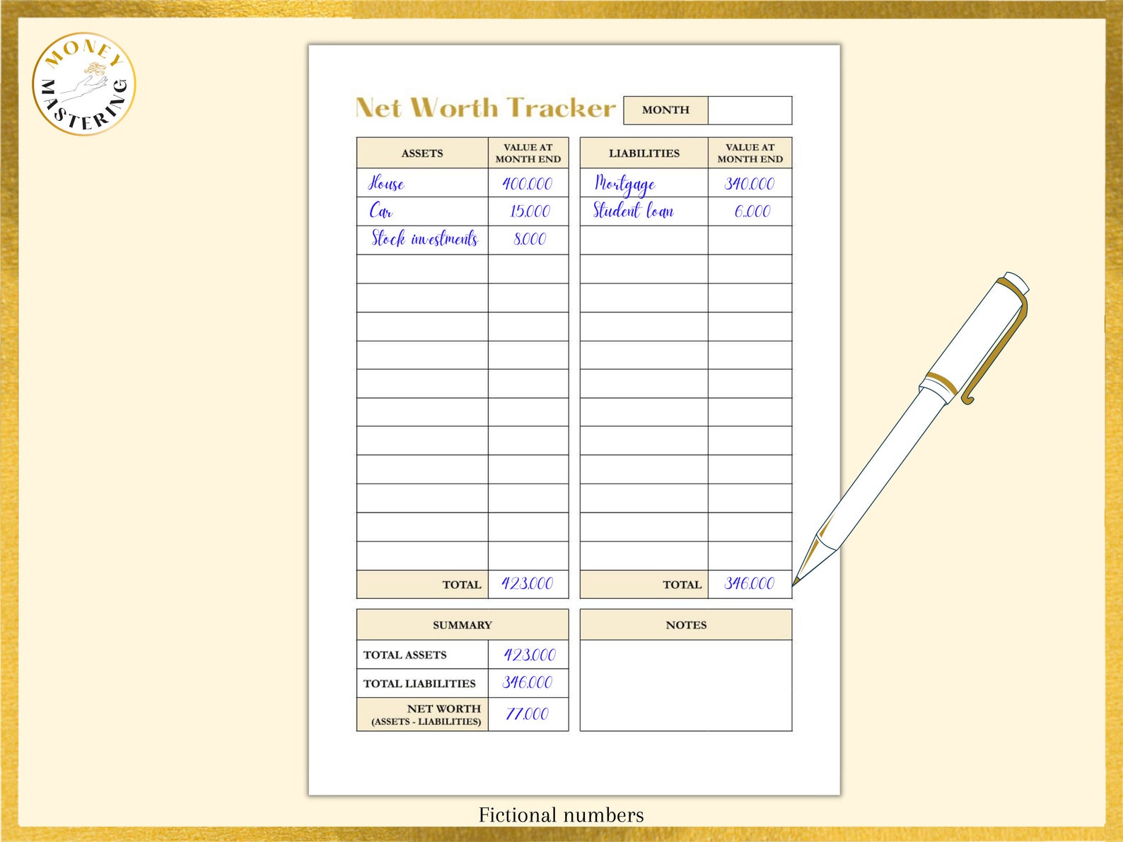 Net Worth Tracker Printable, Monthly Net Worth Tracker, Net Worth ...