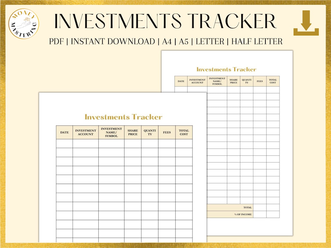 Investment Transactions Tracker Printable, Investment Transaction Log ...