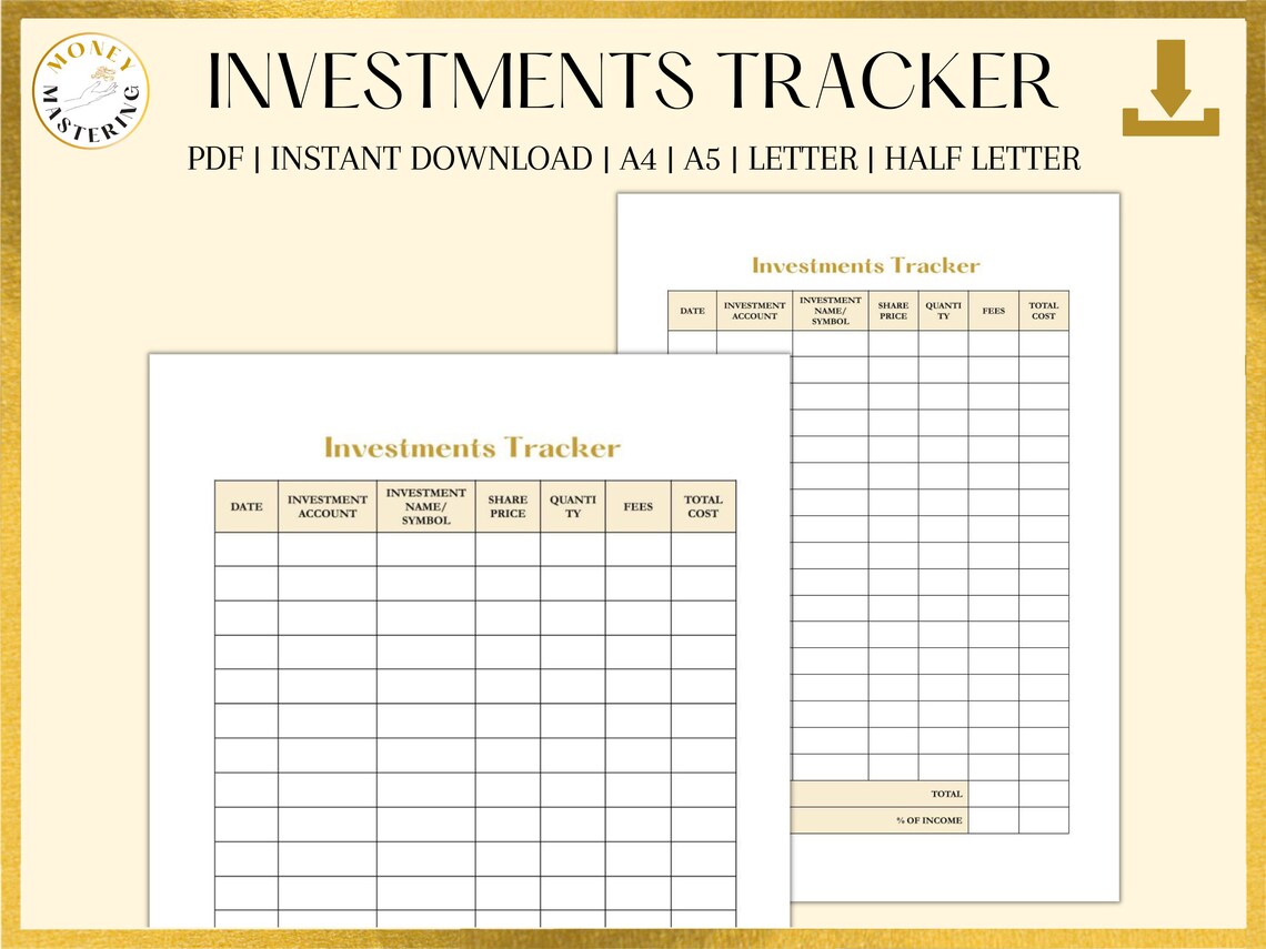 Investment Transactions Tracker Printable, Investment Transaction Log ...