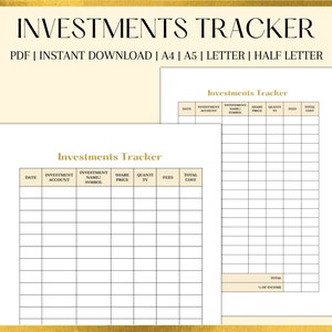 Investment Transactions Tracker Printable, Investment Transaction Log ...