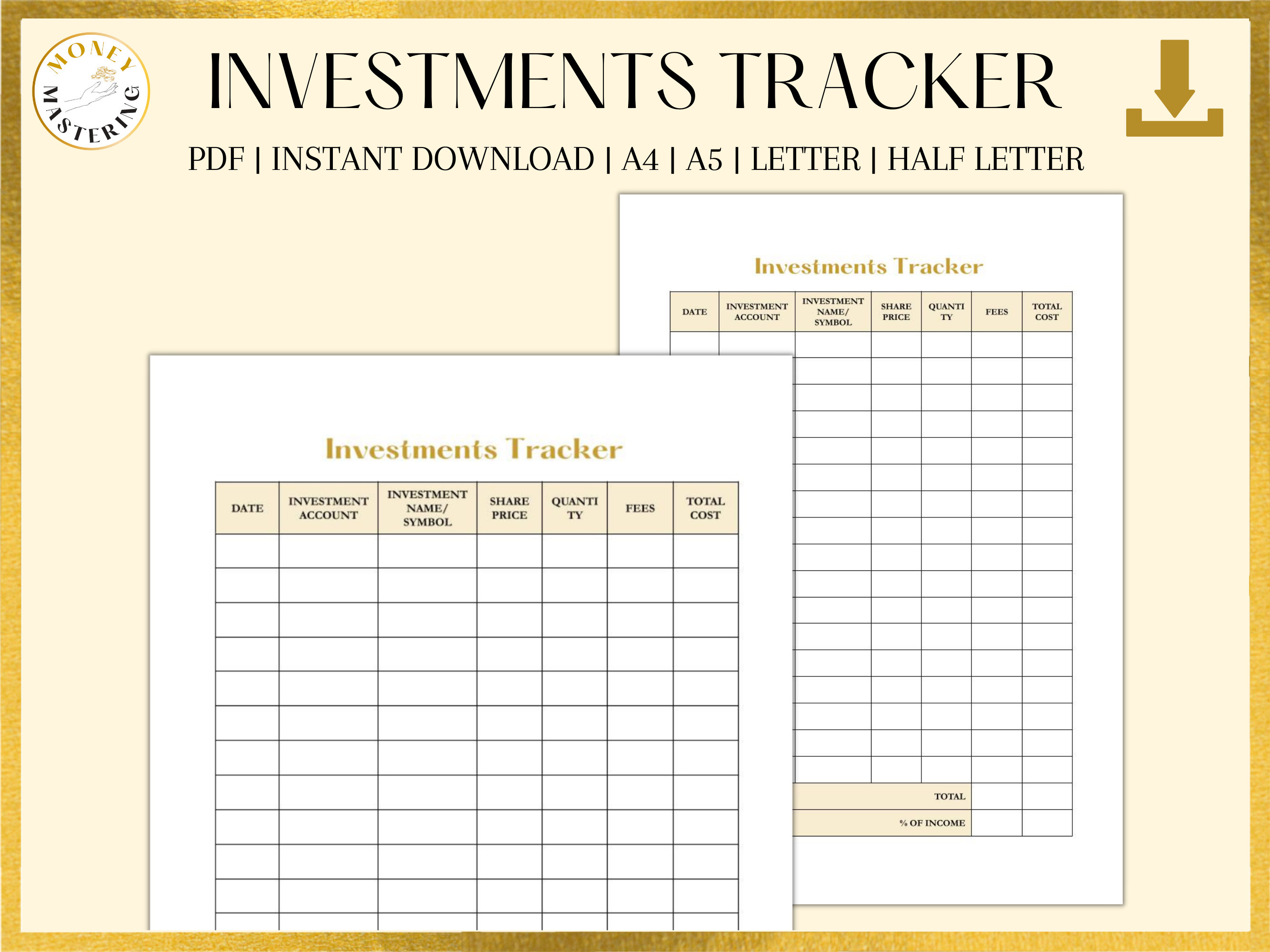Investment Transactions Tracker Printable, Investment Transaction Log ...