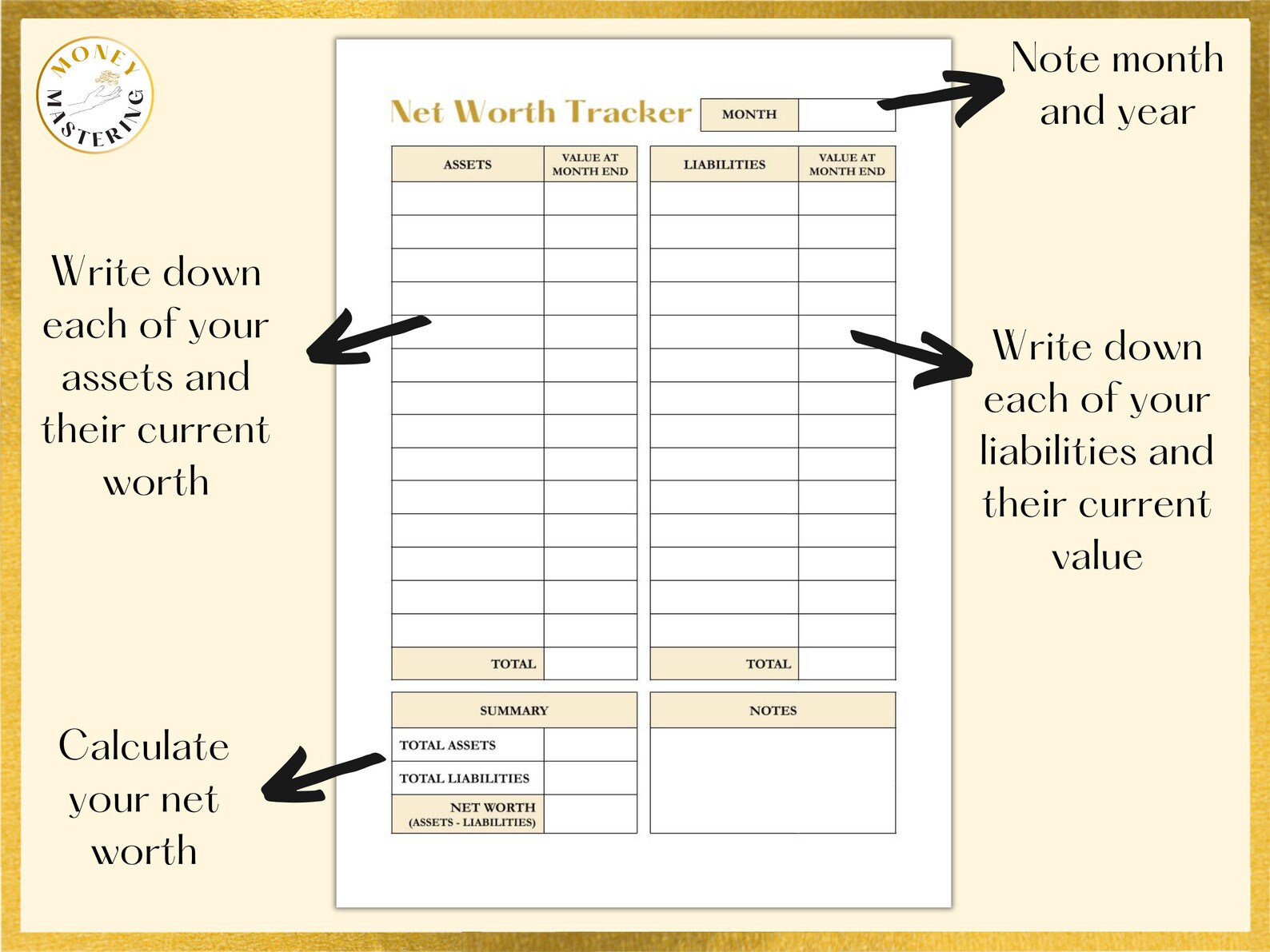 Net Worth Tracker Printable, Monthly Net Worth Tracker, Net Worth ...