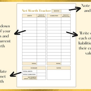 Net Worth Tracker Printable, Monthly Net Worth Tracker, Net Worth ...