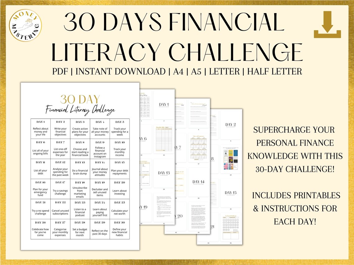 30 Day Money Challenge 30 Day Financial Literacy Challenge - Etsy