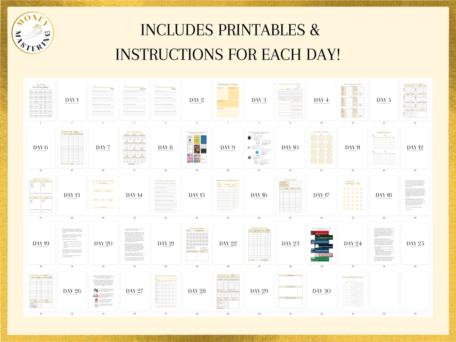 30 Day Money Challenge, 30 Day Financial Literacy Challenge, Money ...