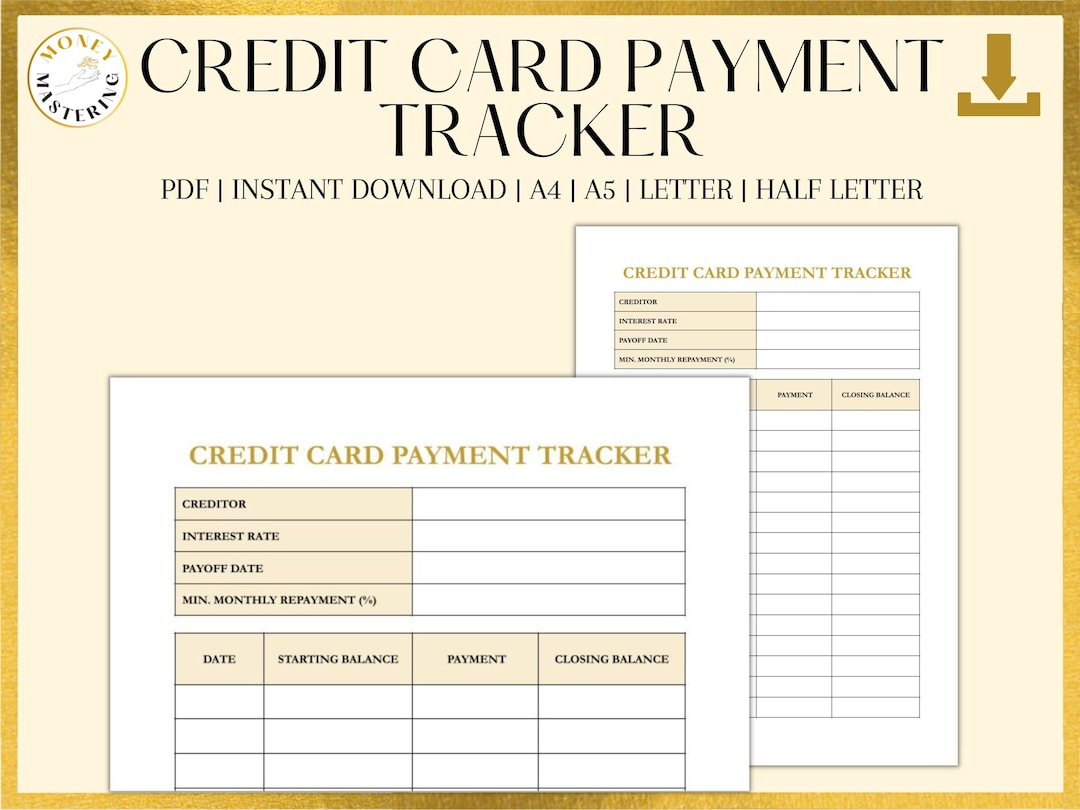 Credit Card Payment Tracker Printable, Credit Card Payoff Tracker ...