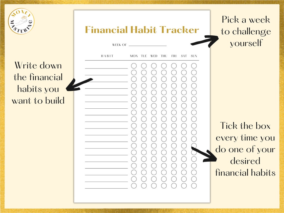 Financial Habit Tracker Printable Habit Tracker Template - Etsy