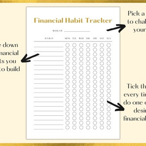 Financial Habit Tracker Printable Habit Tracker Template - Etsy