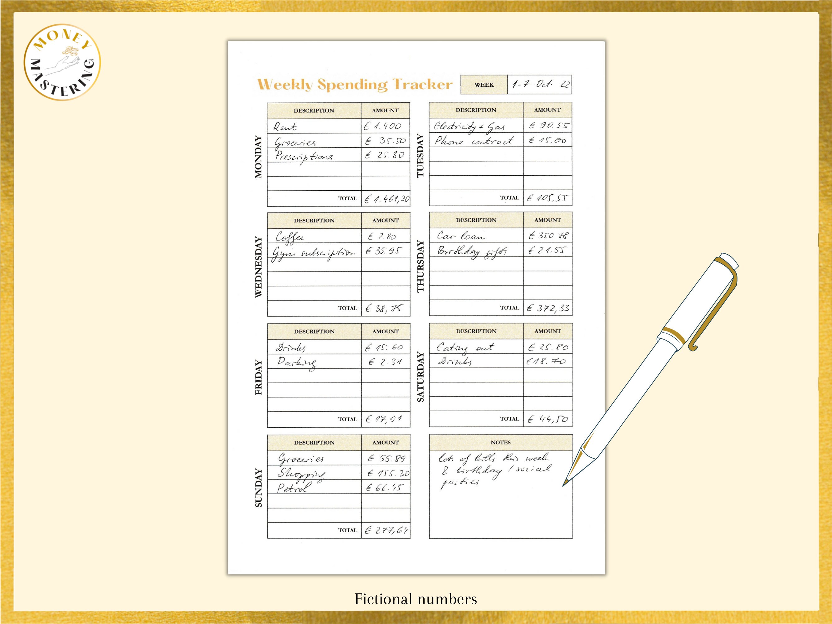 Weekly Spending Tracker Printable, Weekly Expenses Tracker, Weekly ...