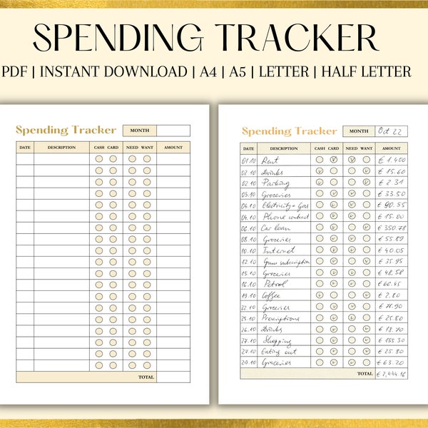 Printable Spending Tracker, Expense Tracker, Spending Journal, Spending ...