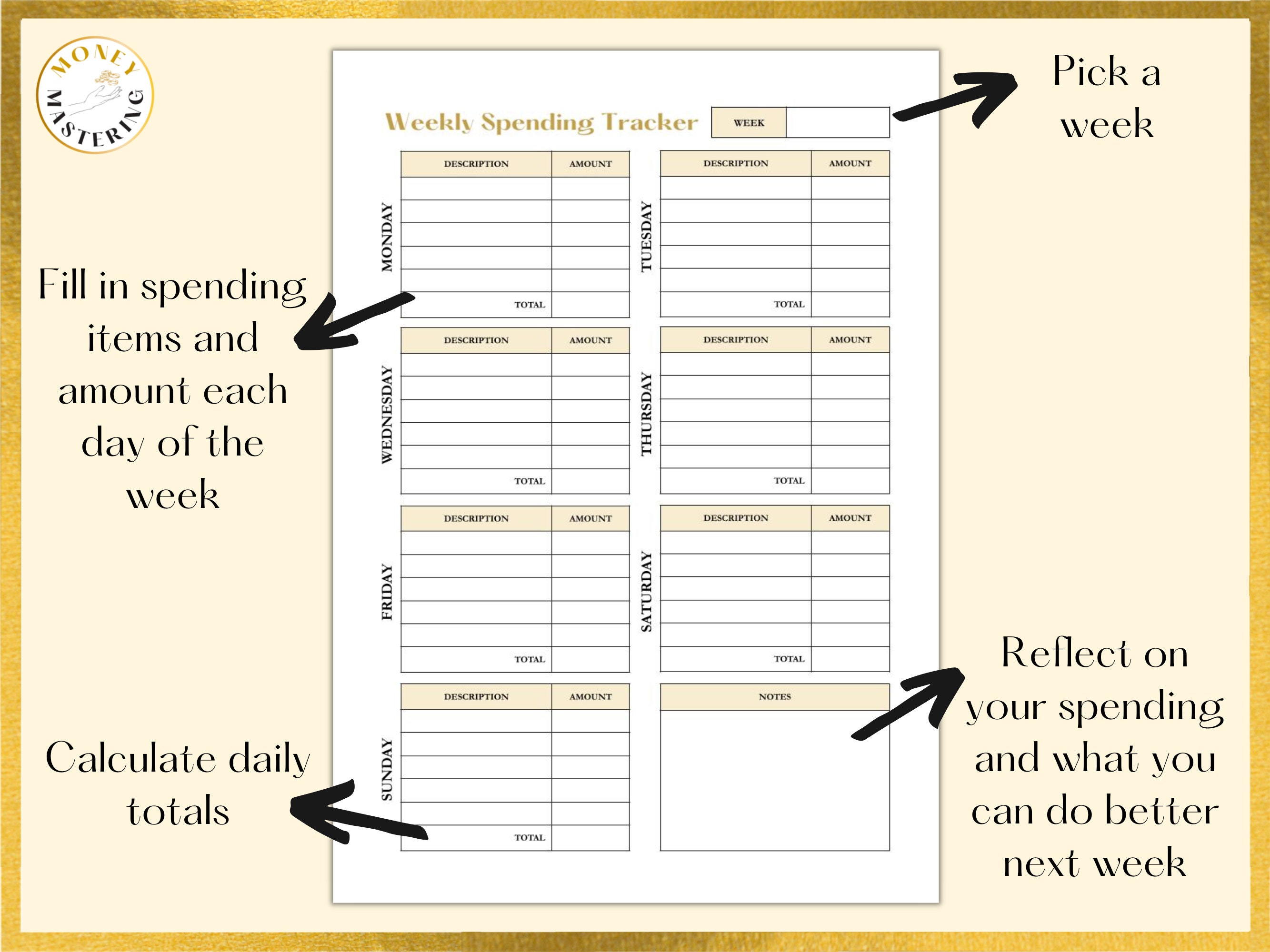 Weekly Spending Tracker Printable, Weekly Expenses Tracker, Weekly ...