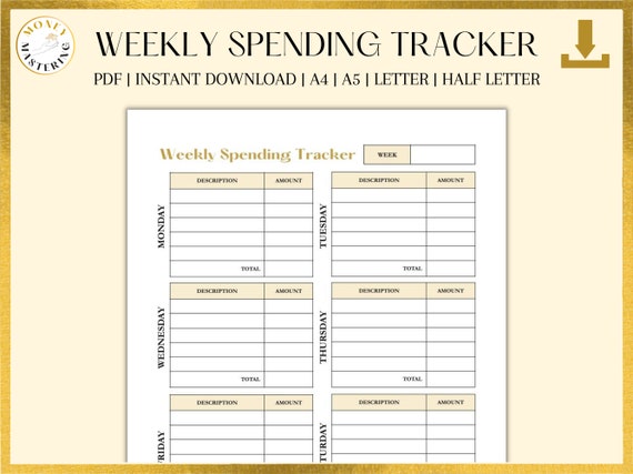 Weekly Spending Tracker Printable Weekly Expenses Tracker - Etsy