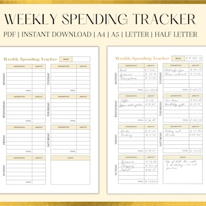 Weekly Spending Tracker Printable, Weekly Expenses Tracker, Weekly ...
