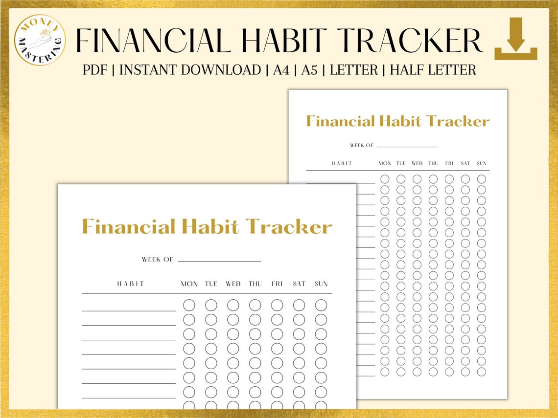 Financial Habit Tracker Printable Habit Tracker Template - Etsy