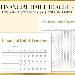 Financial Habit Tracker Printable Habit Tracker Template - Etsy