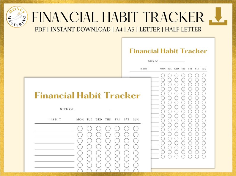 Financial Habit Tracker Printable Habit Tracker Template - Etsy