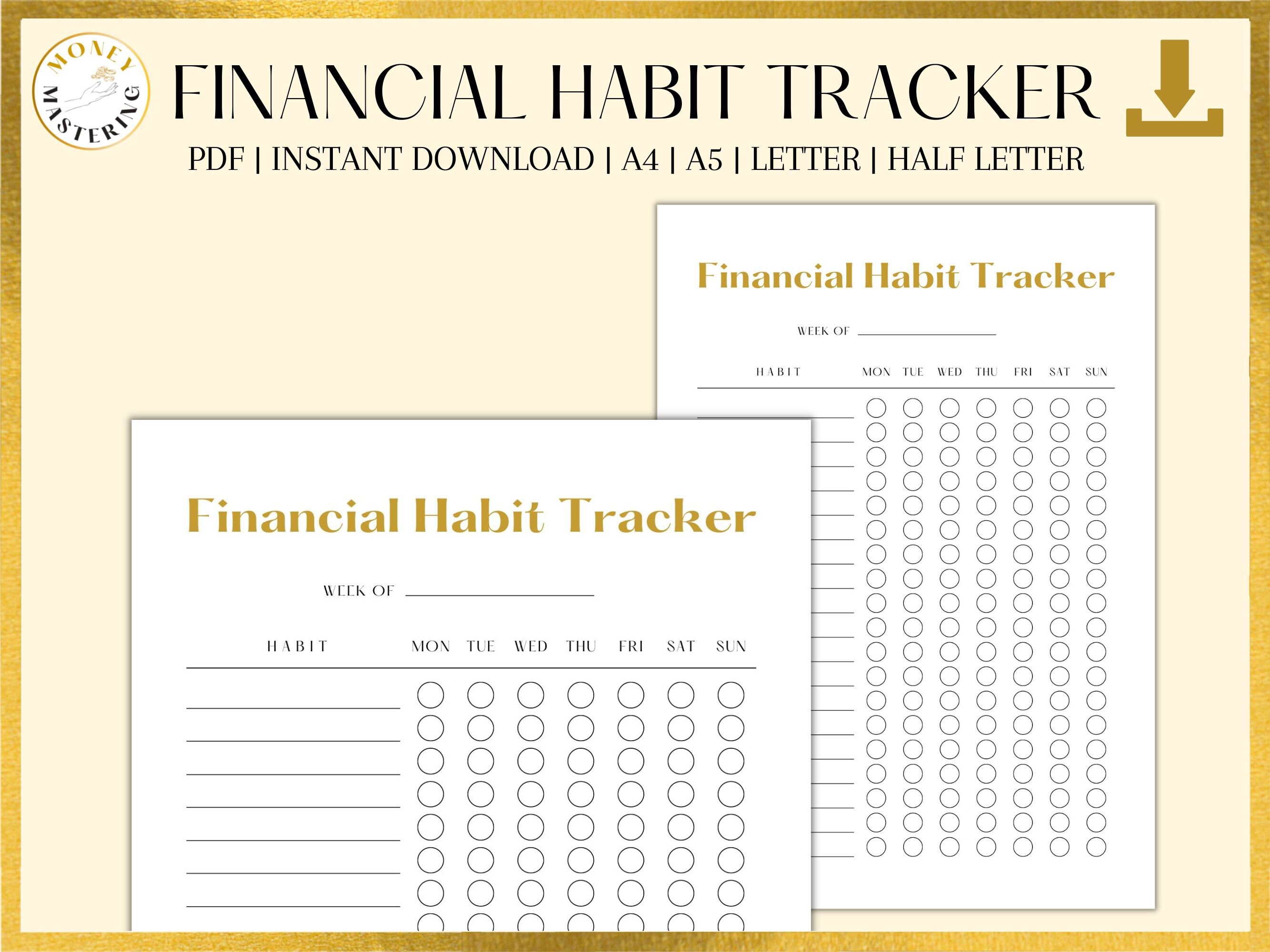Financial Habit Tracker Printable Habit Tracker Template - Etsy