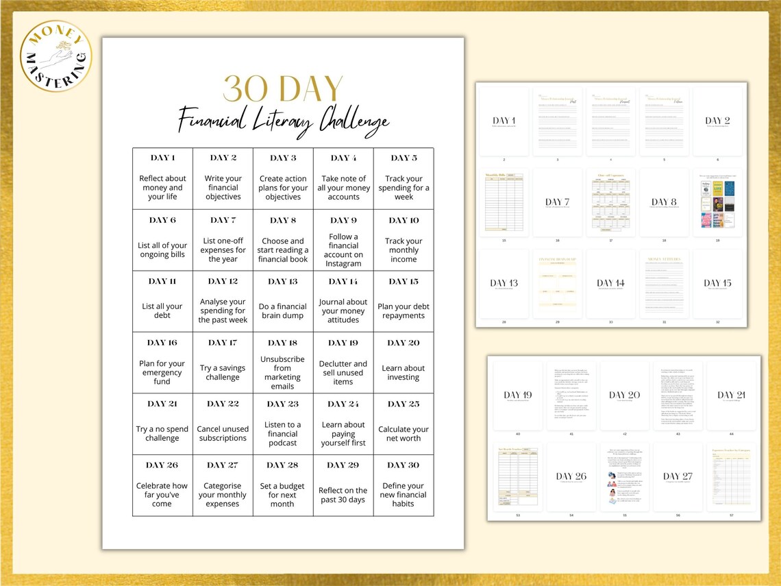 30 Day Money Challenge, 30 Day Financial Literacy Challenge, Money ...