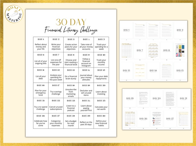 30 Day Money Challenge, 30 Day Financial Literacy Challenge, Money ...