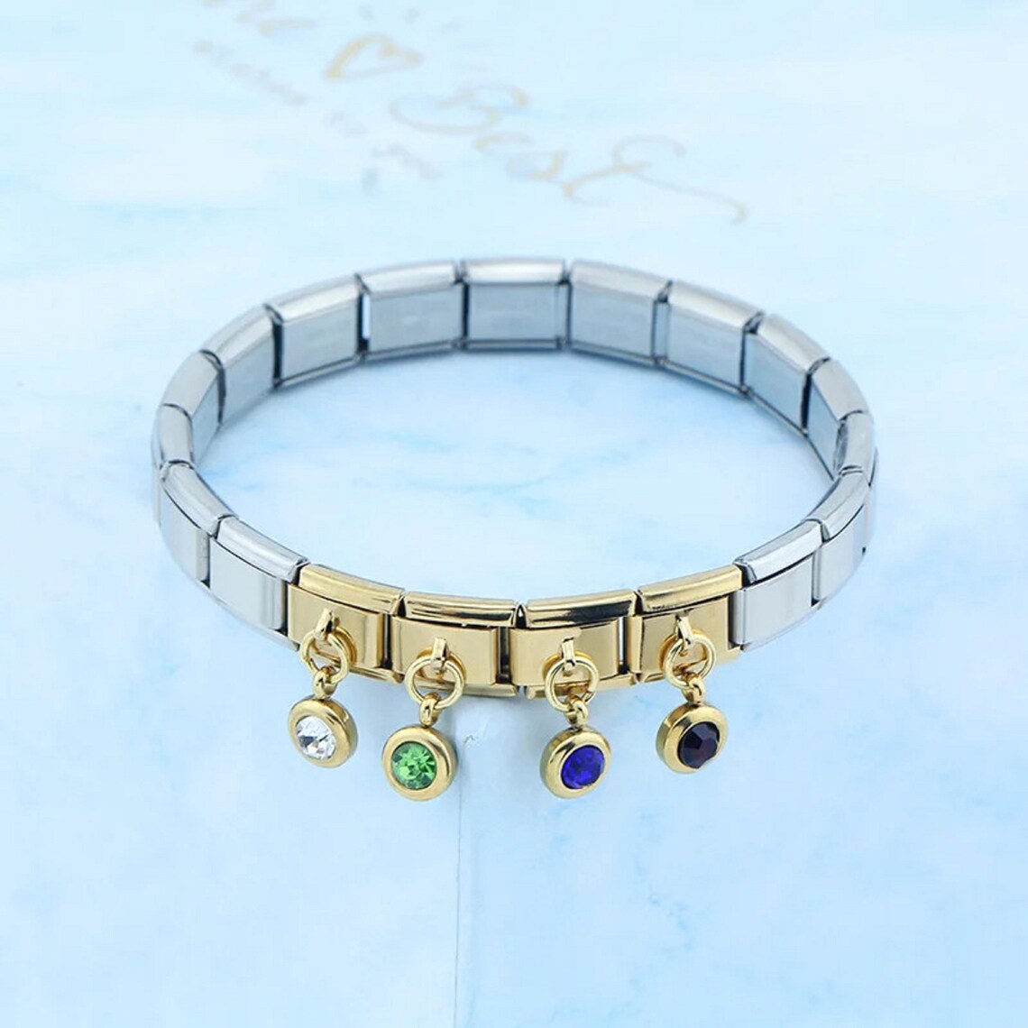 New Gold Birth Month Charm Fit 9mm Italian Link Charms Bracelet ...