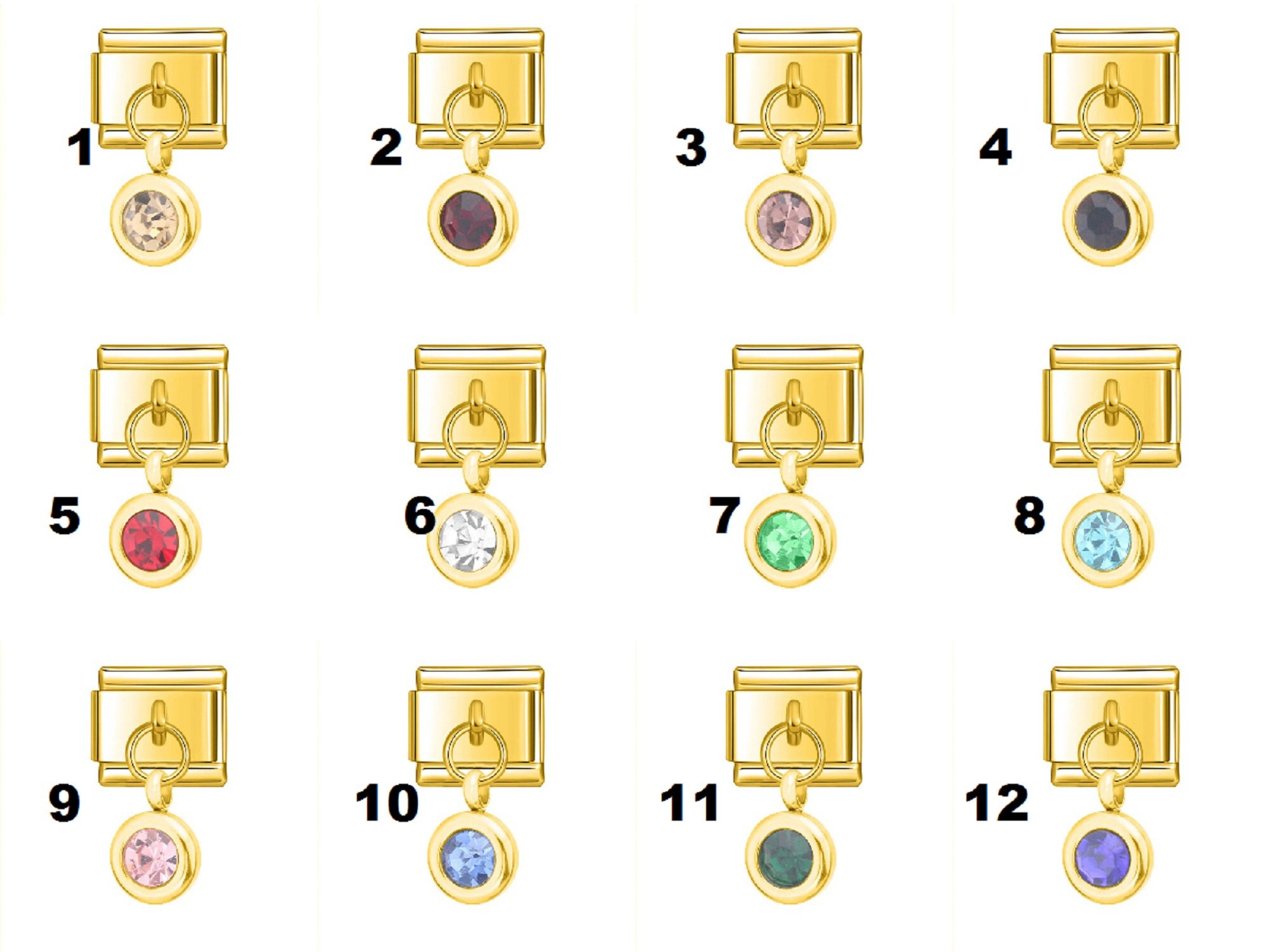 New Gold Birth Month Charm Fit 9mm Italian Link Charms Bracelet ...