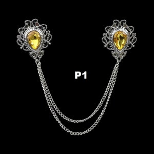 Fashion Men's Gentleman Tassel Brooch for Men Suit Shirt Collar Crystal ...