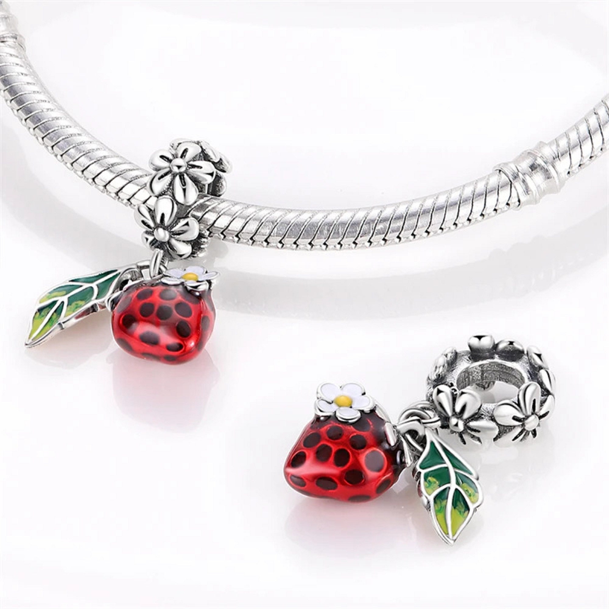 Fruit Strawberry Charm for Pandora Bracelet, Avocado Cherry Silver ...
