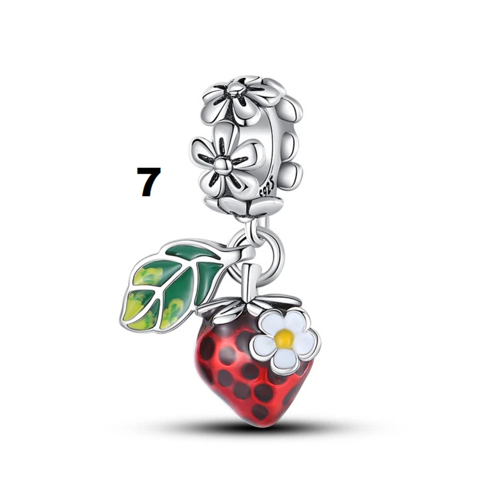 Fruit Strawberry Charm for Pandora Bracelet, Avocado Cherry Silver ...