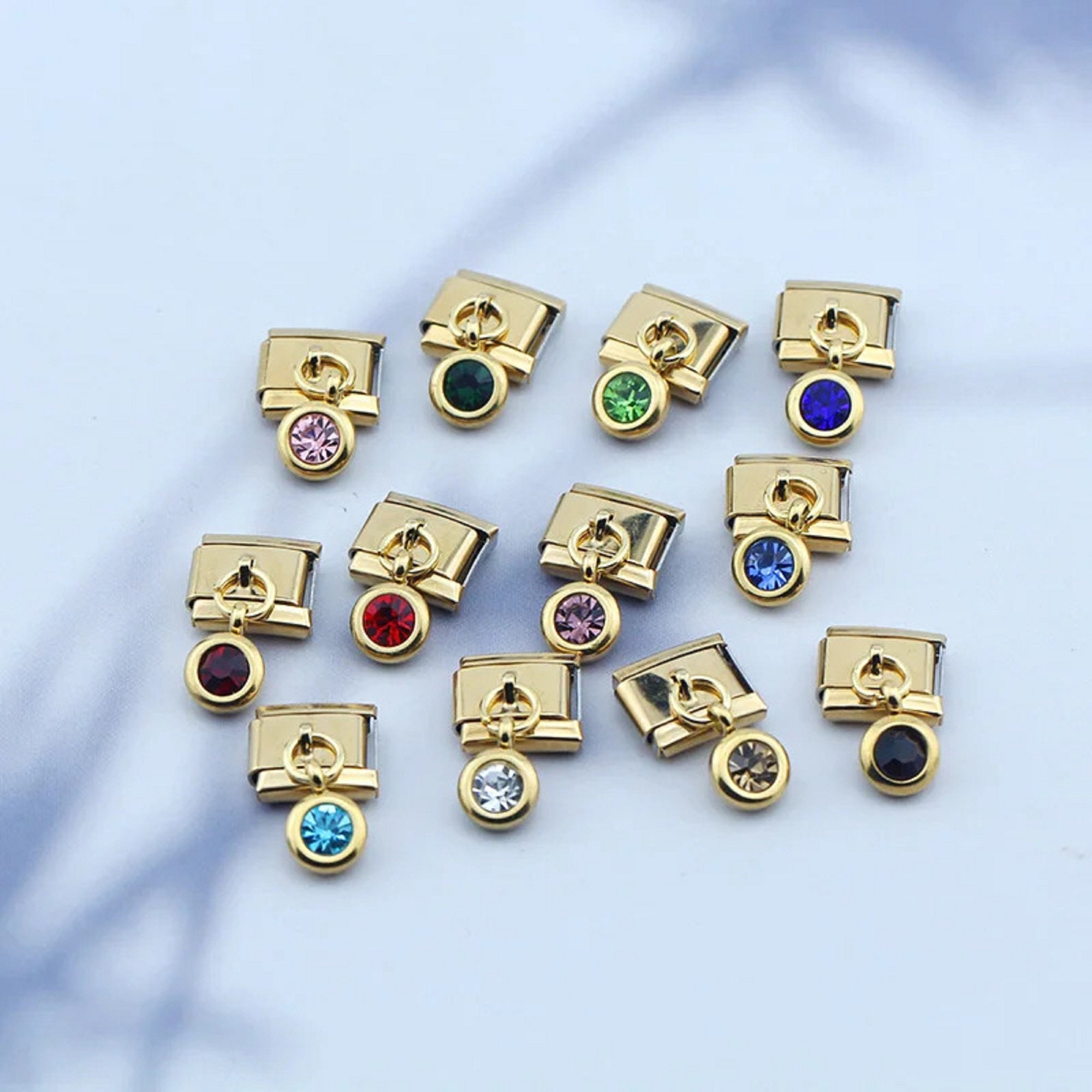 New Gold Birth Month Charm Fit 9mm Italian Link Charms Bracelet ...