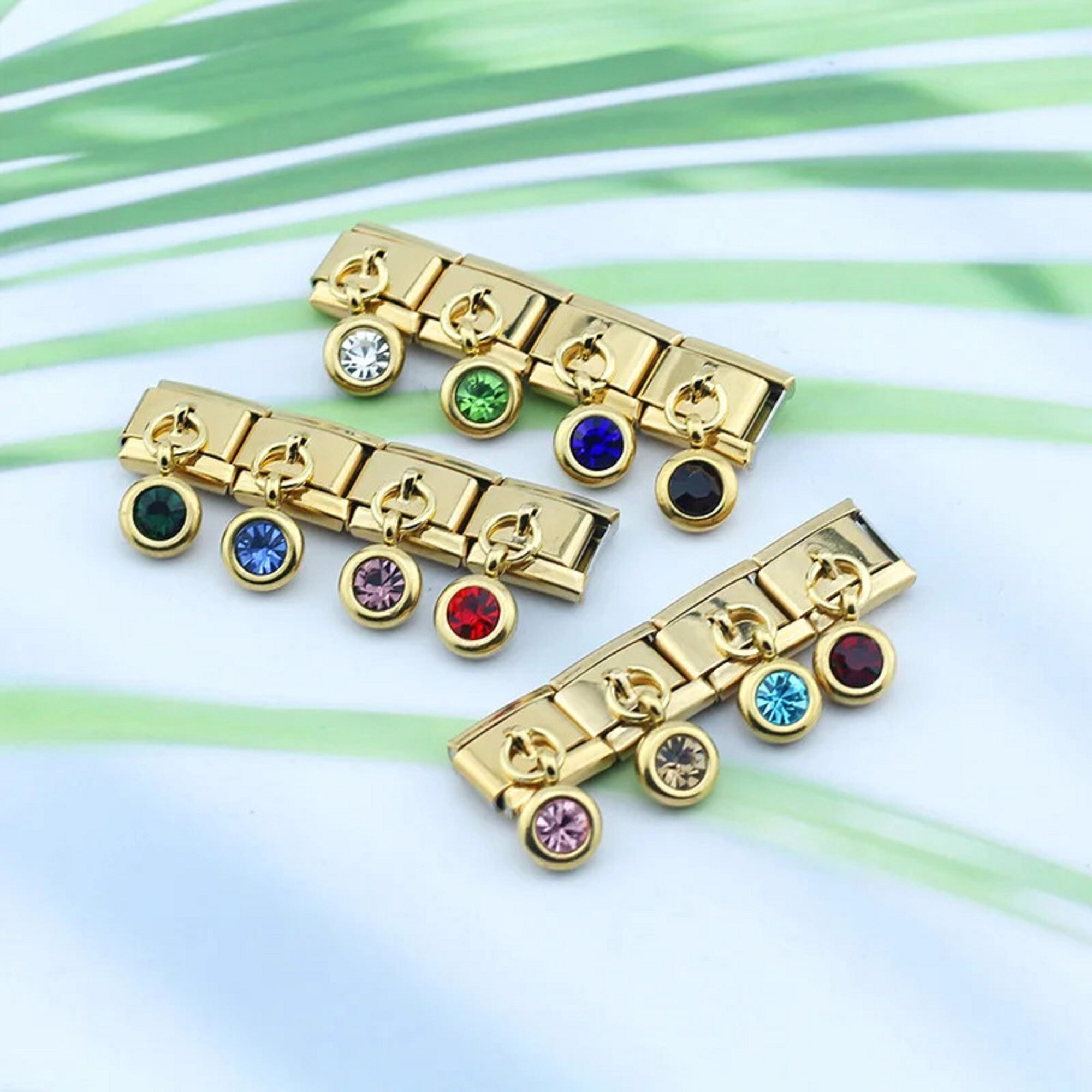 New Gold Birth Month Charm Fit 9mm Italian Link Charms Bracelet ...