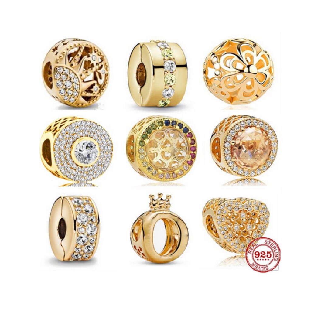 Reflexion Shine Gold Clip Charm S925 Charm Dangle Beads Silver Charms ...
