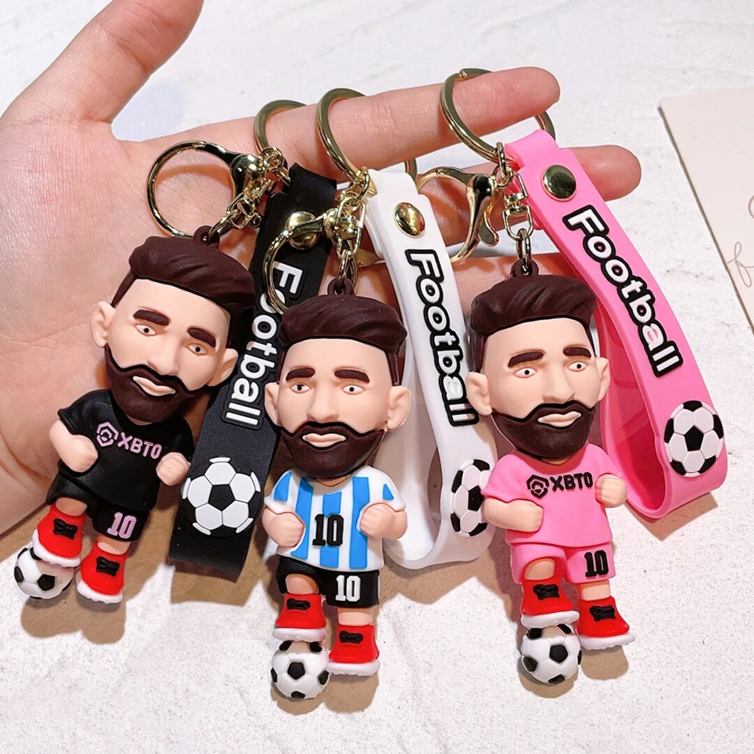 New 2024 Champion MESSI Key Chain Pendant, Football Player Fan Silicone ...
