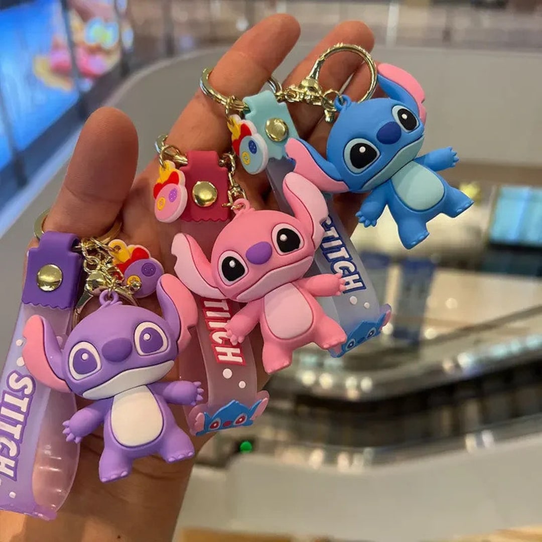 New Disney Style Key Chain Pendant, Lilo & Stitch Silicone Pendant Key ...