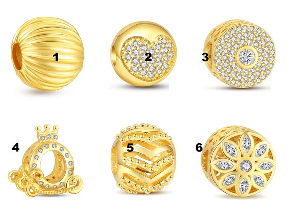 Reflexion Gold Shine Color Charm for Original Pandora Bracelet Doll Crown Exquisite Charm 925 Sterling Silver Charms Bracelet for Gift