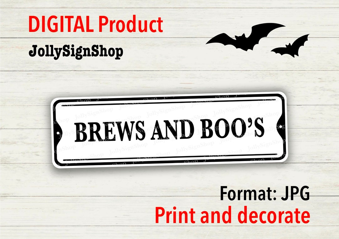 Printable Street Sign Brews and Boos DIGITAL Cheap - Etsy