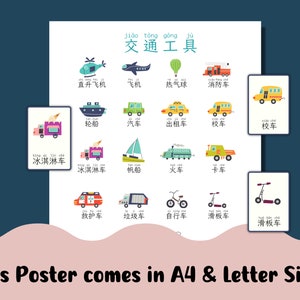 Transport Printable Flashcards in SIMPLIFIED CHINESE | Educational ...