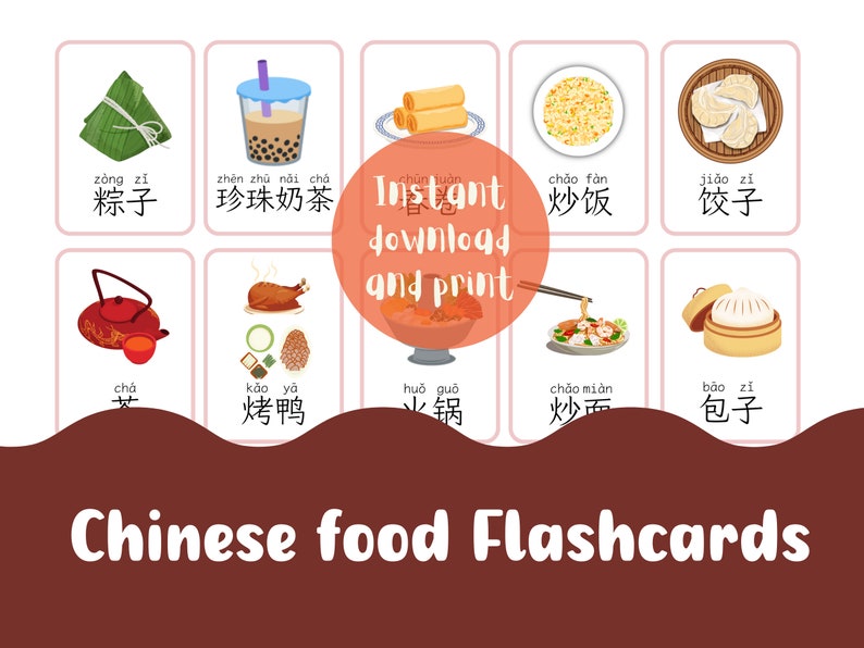 Chinese Food Flashcards and Poster | Pintables | Simplified Chinese ...